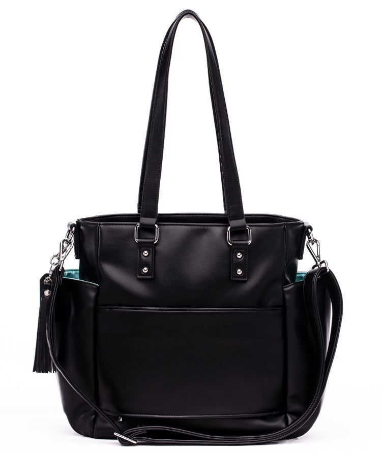 Carina Tote Bag - Black | Vegan Work & Travel Tote Bag by White Elm