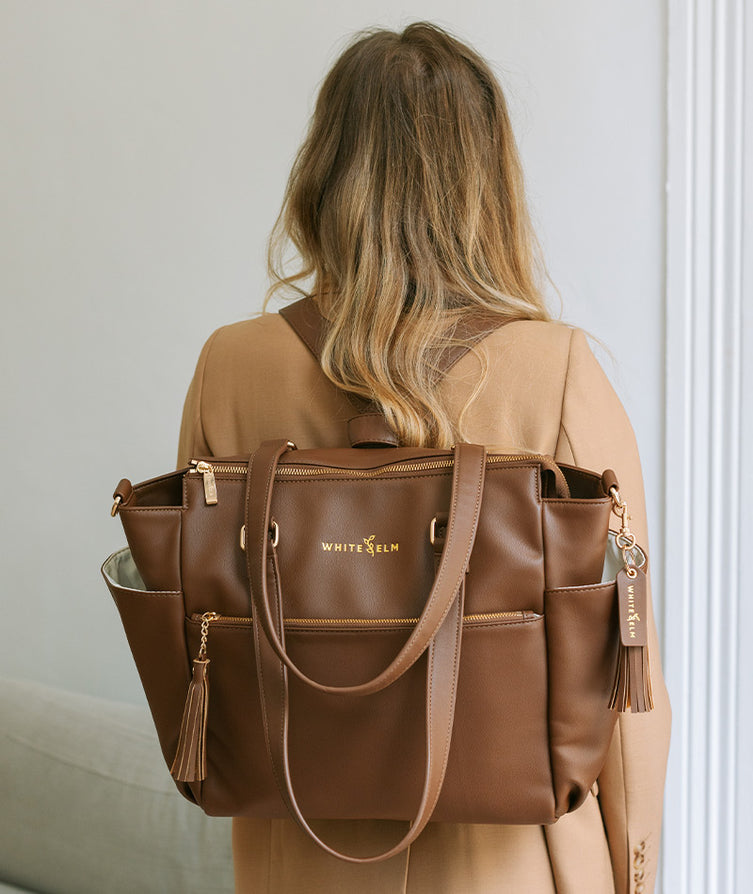 Gemini Convertible Backpack - Coffee Brown | White Elm Stylish tote